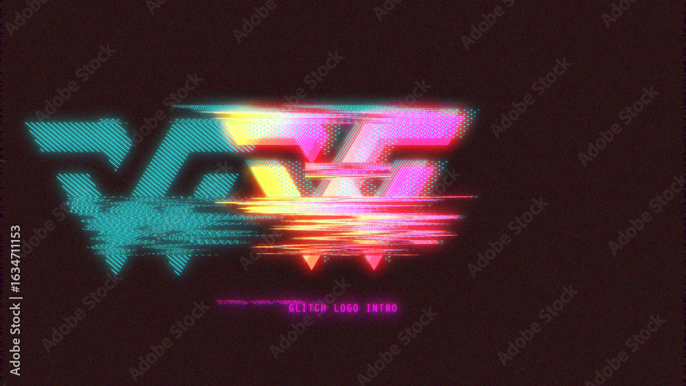 Digital Scan Glitch Logo Reveal Animation Wide Stock Template | Adobe Stock