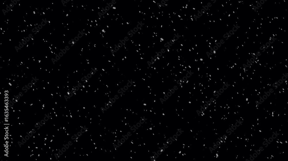Nature snow falling on black background. Small snow flakes over dark ...