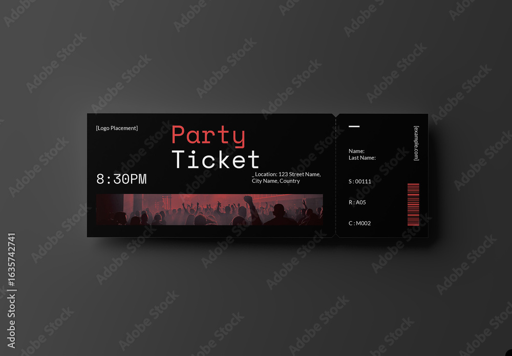 Party Ticket Layout Design Template Stock Template | Adobe Stock