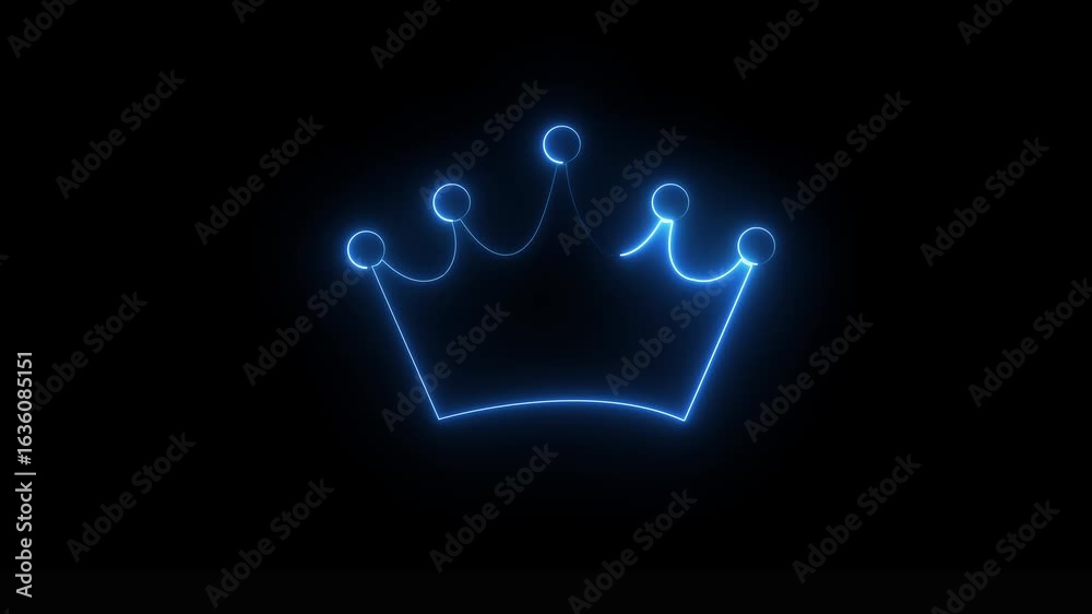 Vidéo Stock neon king queen crown animated king queen crown icon neon ...