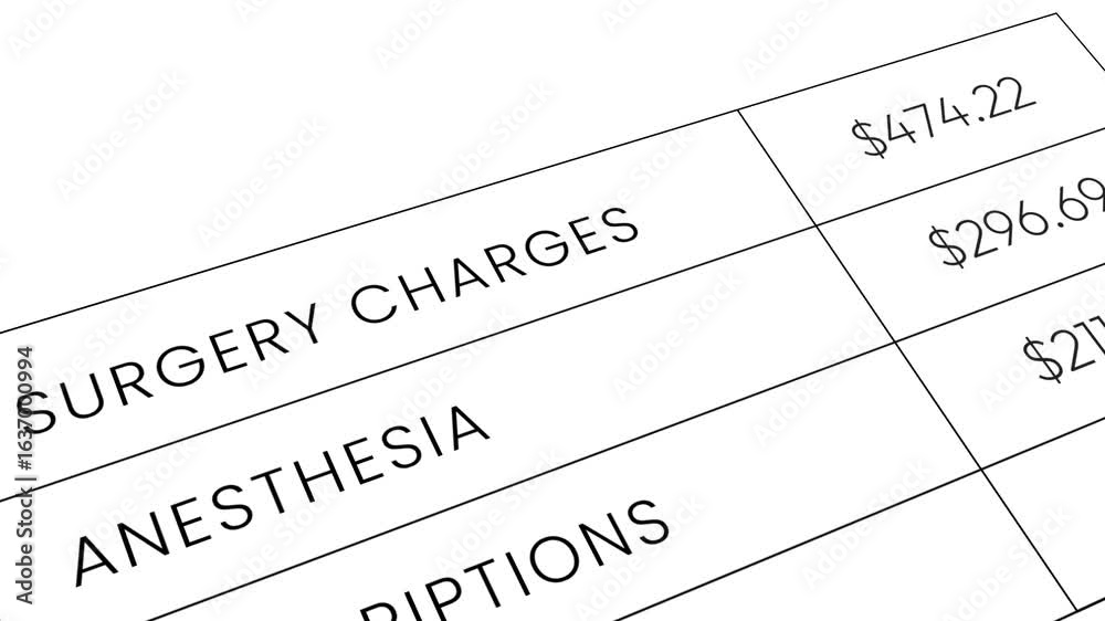 Surgery charges with cost breakdown in minimalist design 4k animation ...