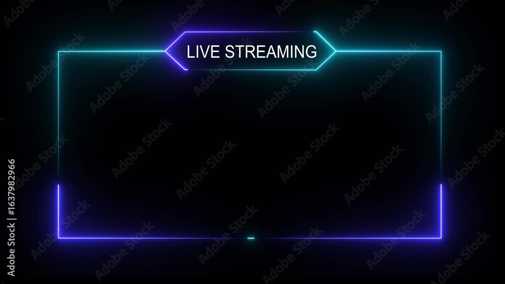 live streaming neon text frame animation box frame neon frame live ...