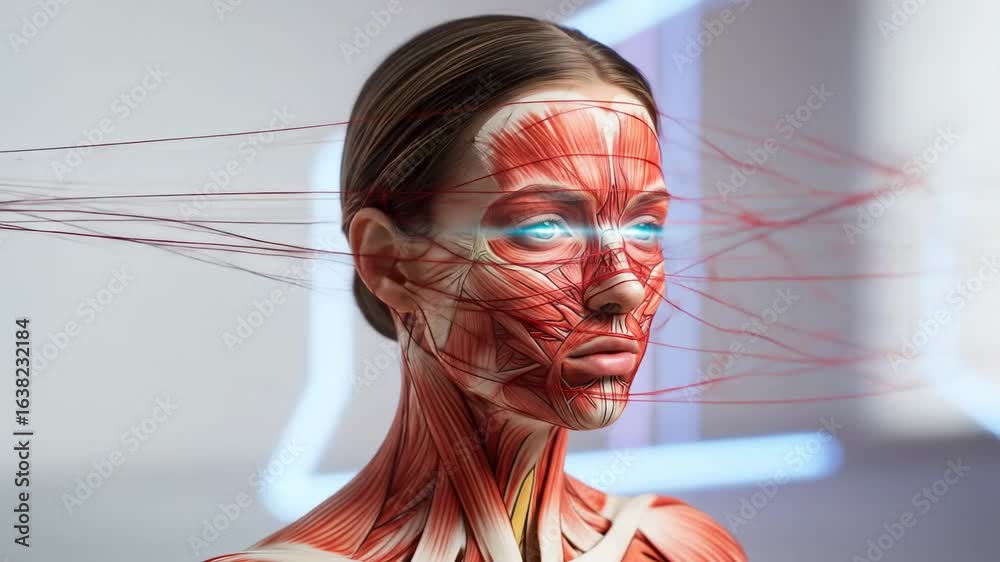 Anatomical study of facial muscles with detailed illustration of muscle ...