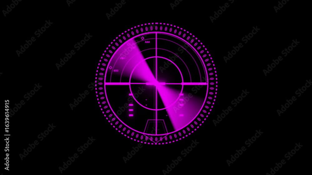 Radar animation on black background. Radar sending signals. Radar ...