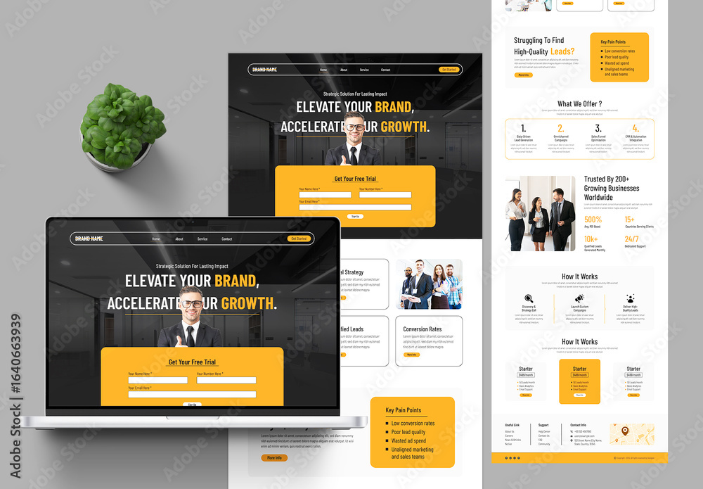 Landing Page UI Layout Design For Lead Generation Agencies Stock ...