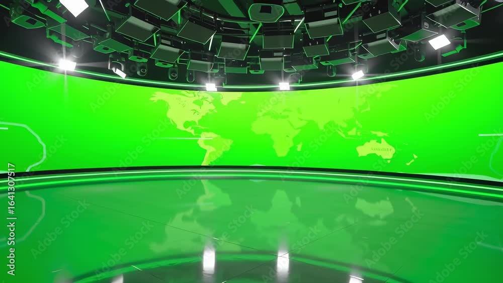 Dynamic green screen studio setup for broadcasting professional media ...