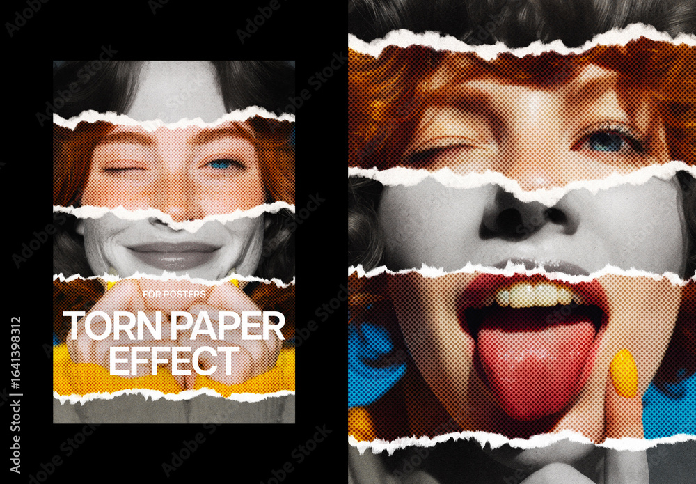 Torn Paper Poster Photo Effect Mockup Stock Template | Adobe Stock