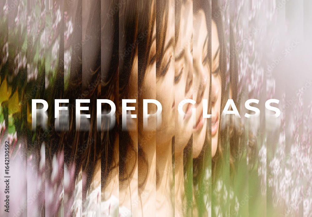 Reeded Glass Image Effect Mockup Stock テンプレート | Adobe Stock