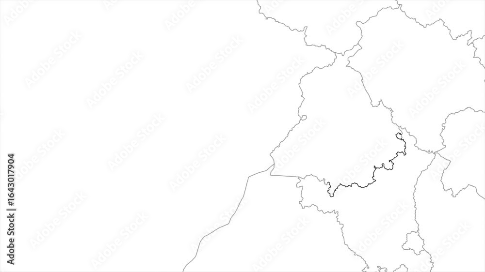 Aerial view of Punjab and the capital Chandigarh animation on white ...