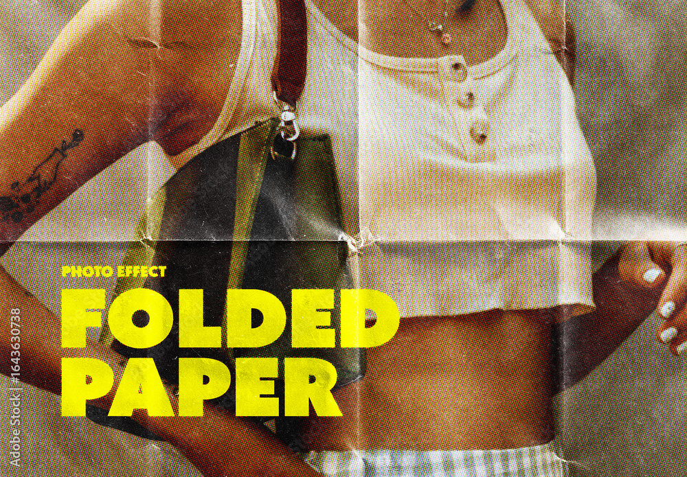 Folded Paper Photo Effect Mockup Stock Template | Adobe Stock