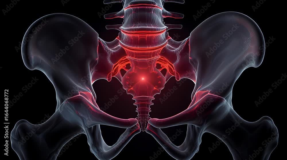 Human Pelvis Anatomy with Sacral and Spinal Pain Highlighted in 3D ...