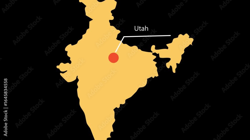 Utah map animated video.Location in India highlighted color with black ...