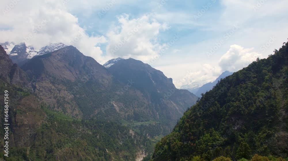 Nepal Annapurna Circuit Trek Annapurna Mountains River Gorge Drone 4K ...
