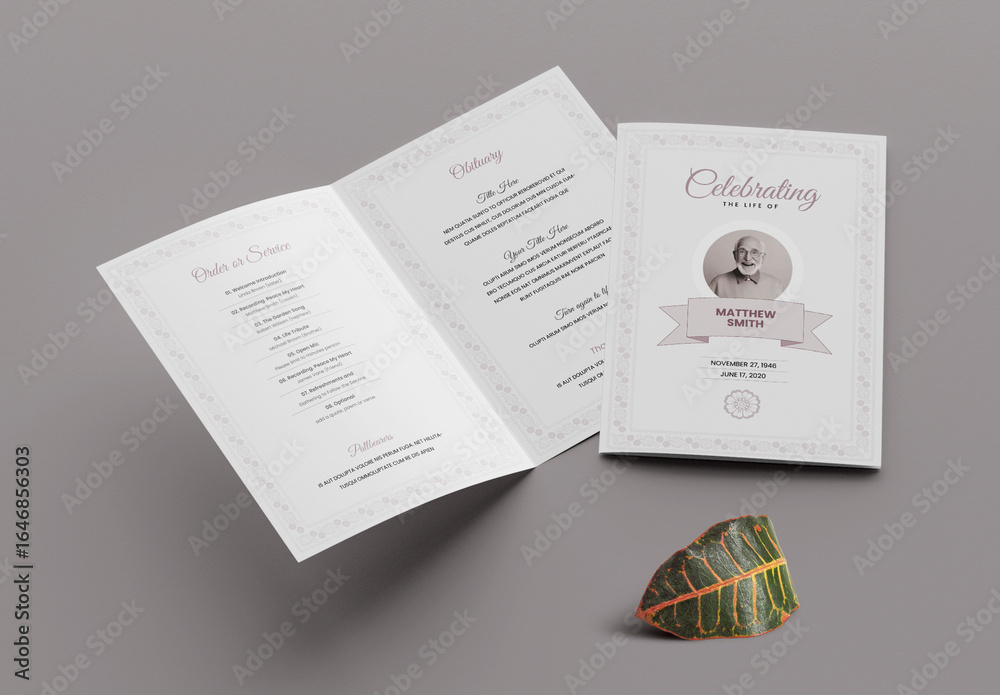 Funeral Program Memorial Service Obituary Template Stock Template ...