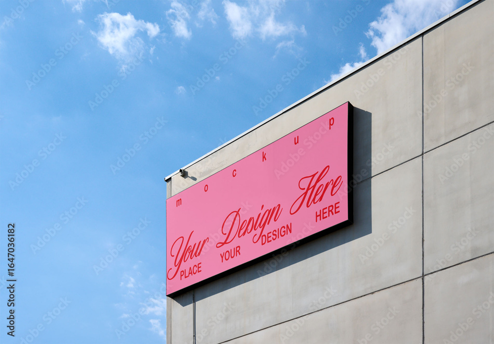 Blank storefront billboard Sign Mockup on Modern Building facade Stock ...