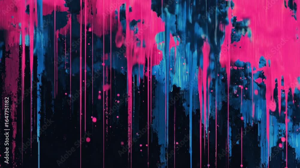 Dynamic Abstract Animation of Dripping Neon Pink and Blue Paint with ...