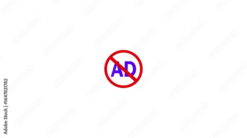 Red prohibition sign animation with warning ads text against ...