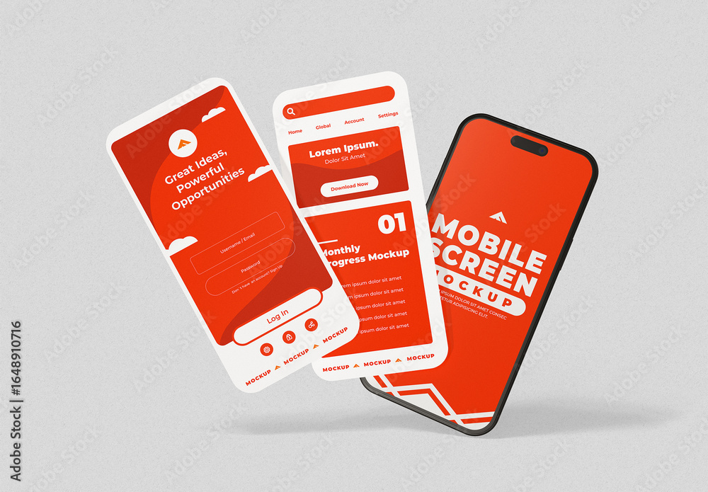 Mobile Screen For Apps Mockup Stock Template | Adobe Stock