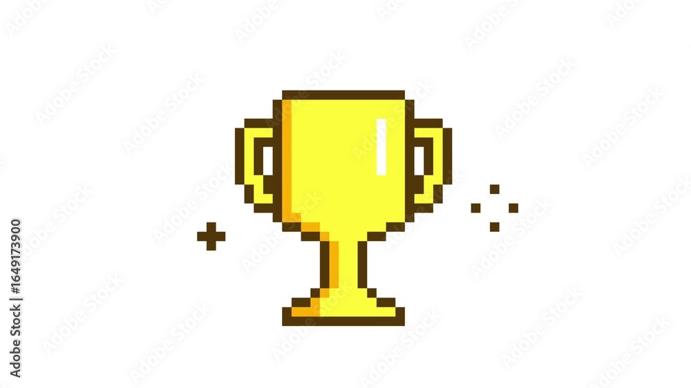 8-bit pixel art gold trophy with sparkling effect. looped animation 4k ...