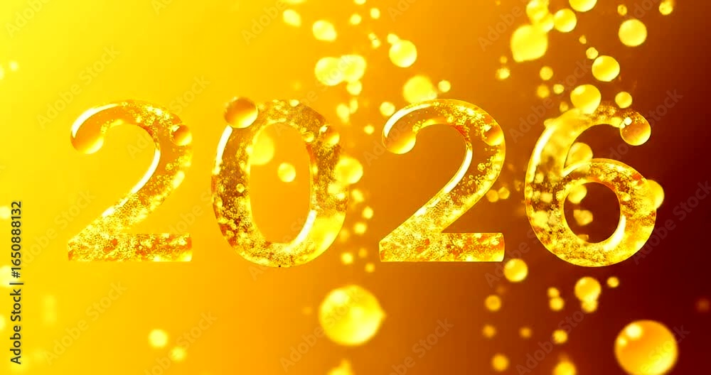 Champagne Bubbles 2026 — gold gradient background, rising bubble ...