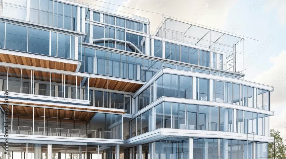Architectural visualization of a contemporary residential high rise ...