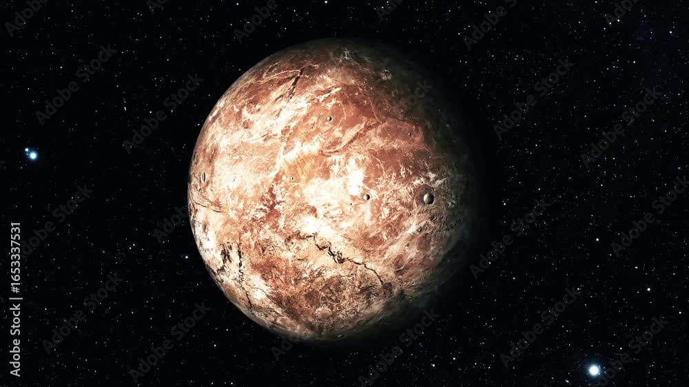 Reddish Rocky Planet in Starry Space, 3d Realistic Makemake Fictional ...