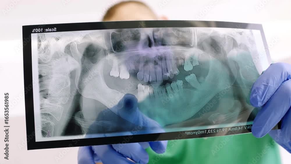 Dental X ray of jaw with teeth. X-ray radiography of teeth. Doctor ...