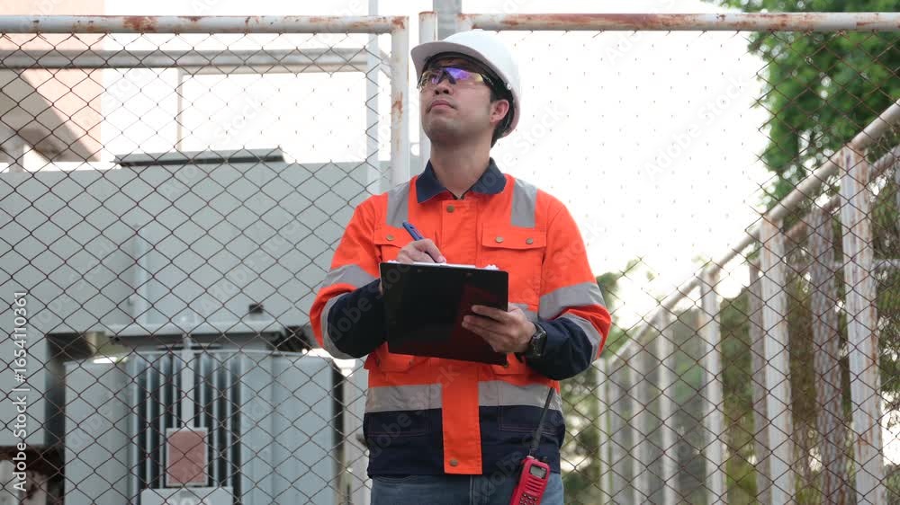 Industrial engineer working on high voltage power transformer for ...