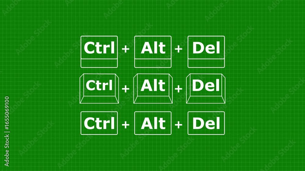 Control Alt Delete Keyboard Shortcut Sequence Animation green ...