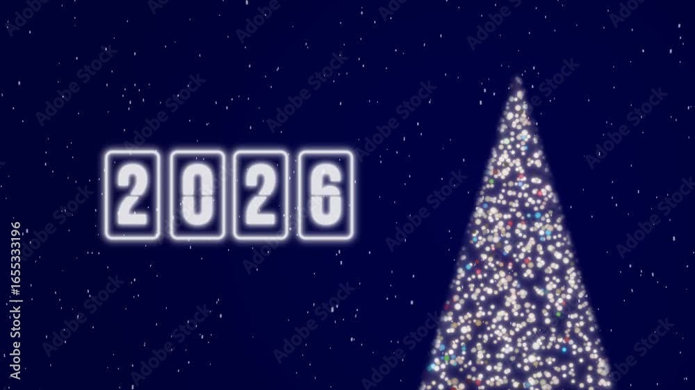 Animated flip clock countdown from year 2025 to 2026. New Year's Eve ...