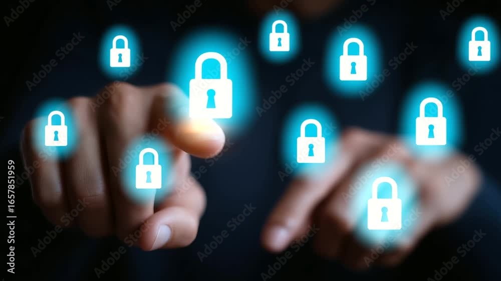 Futuristic digital interface enabling secure access and permission ...