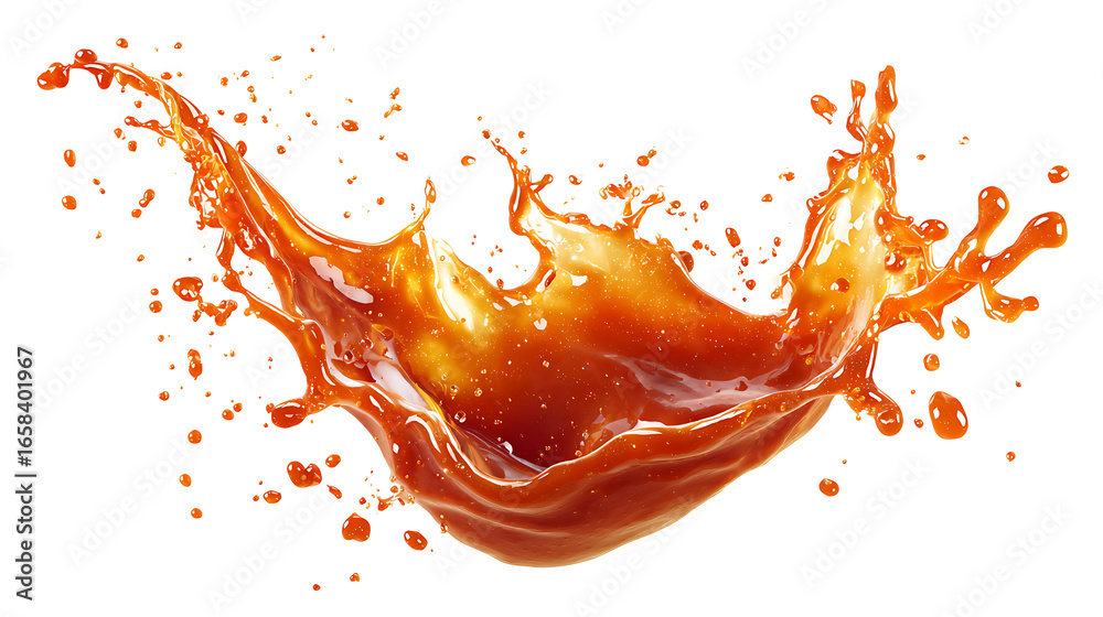 Hot sauce splash in fiery tones, isolated on a white background Stock ...