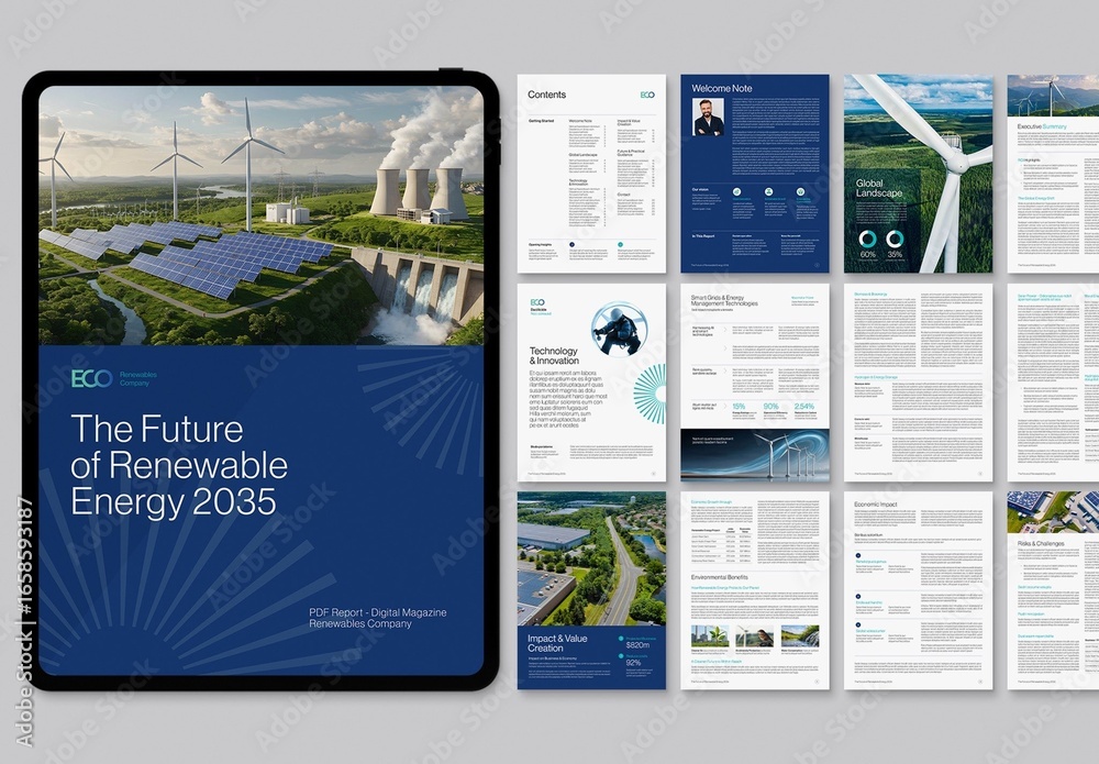 Digital Brochure & Ebook Template with Renewable Energy & Environmental ...