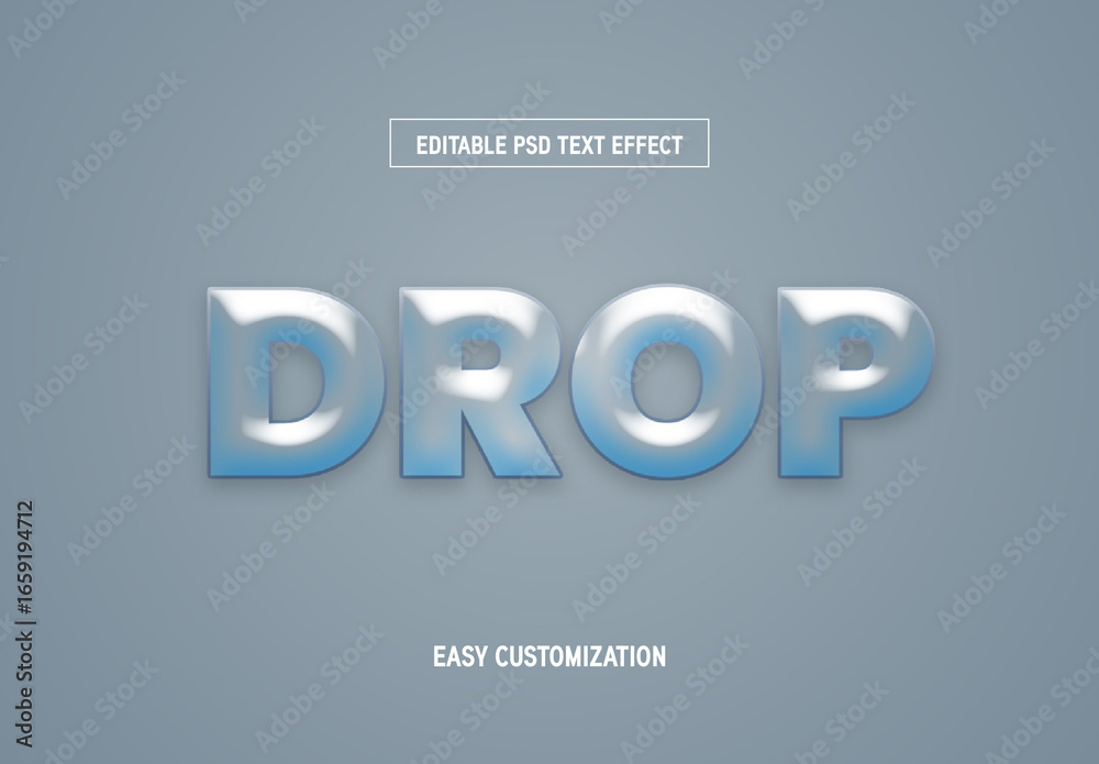 Gray And Blue Crystal Liquid Font Glass Transparent Text Effect Stock ...