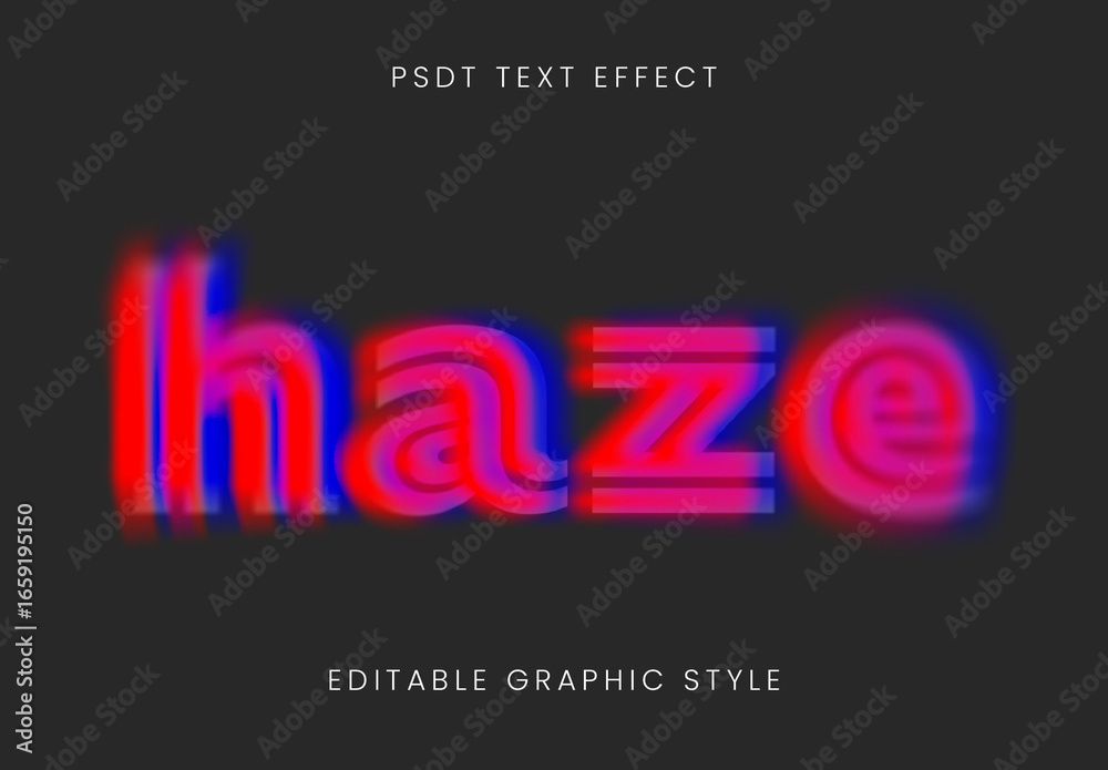 Red And Blue Neon Haze Font Blurred Distorted Text Effect Stock ...