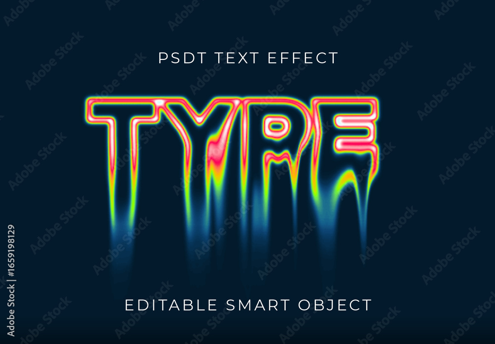 Multicolor Toxic Font Melt Psychedelic Distortion Text Effect Stock ...