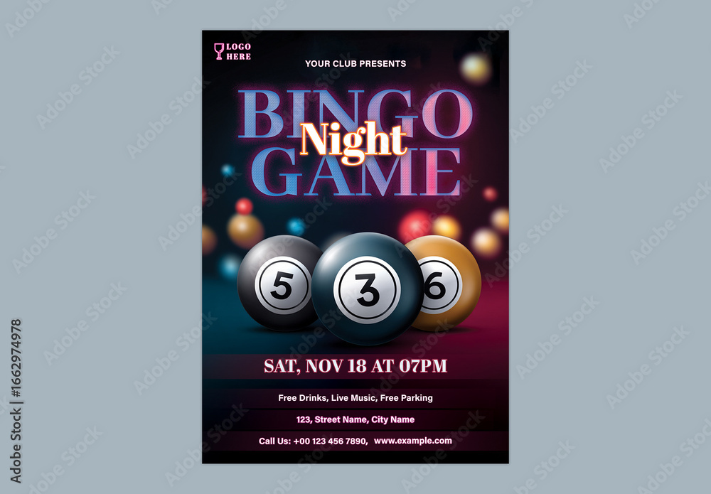 Exclusive Game Night Flyer with Chess Pieces and Dice for Board Game ...