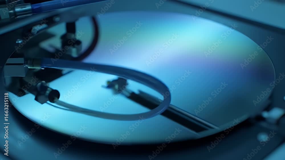 Silicon Wafer Processing: Automated Arm Moves Wafer in Semiconductor ...