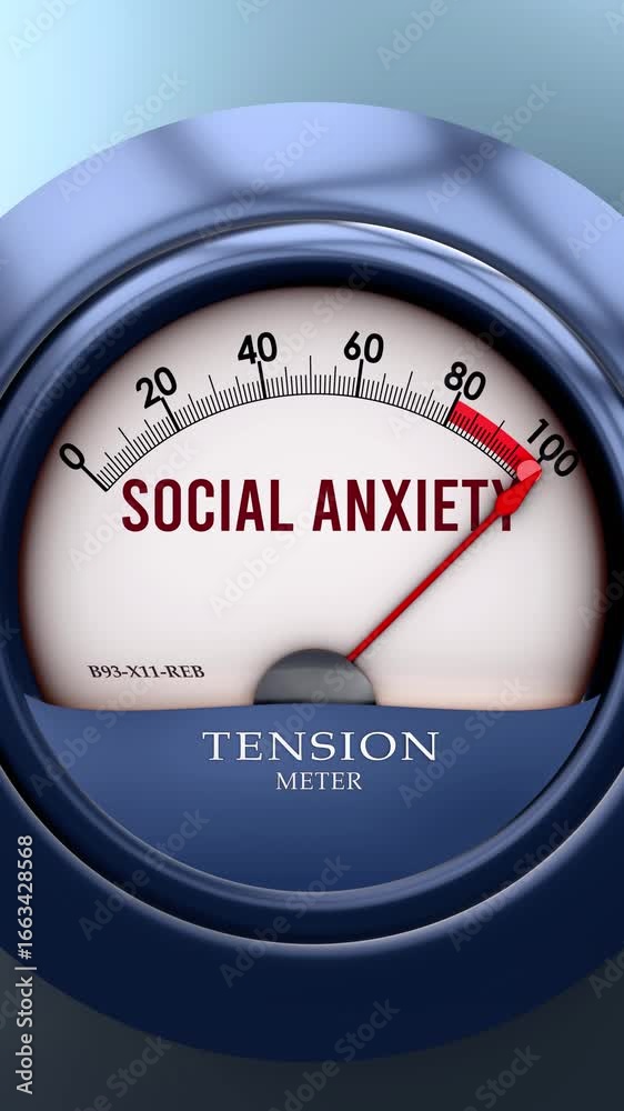 Social Anxiety and Tension meter that is hitting a full scale, showing ...