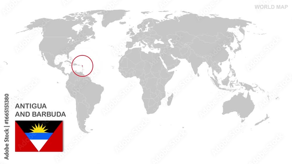 Antigua and Barbuda Map Video, highlighted in the world map with ...