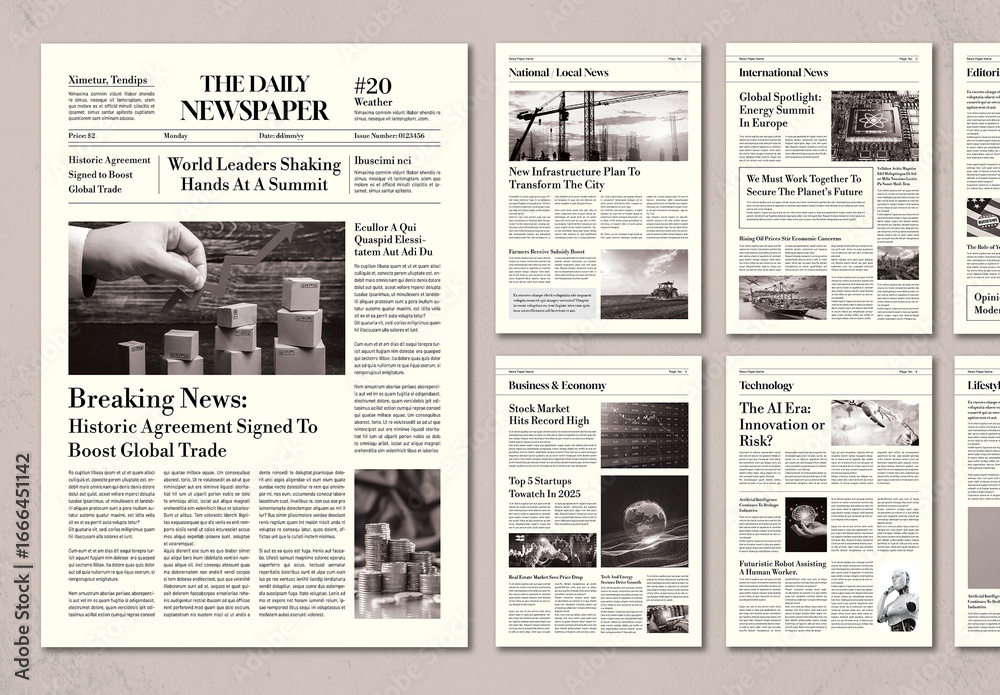 Classic And Professional Newspaper Layout Template Stock Template ...