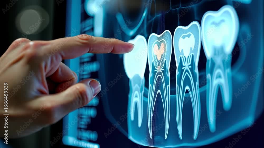 X-ray dental, tooth decay, gum disease. Dental health. Enamel erosion ...