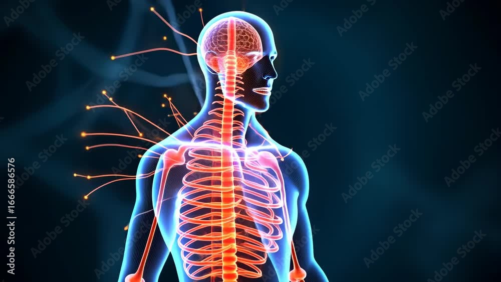 Human anatomy, neural pathways, skeletal structure. Muscle coordination ...