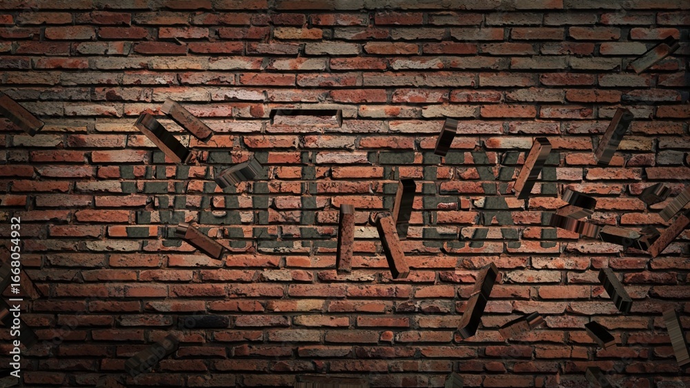 Brick Wall Breaking Open Smash Stone Hard Title Intro Stock Template ...