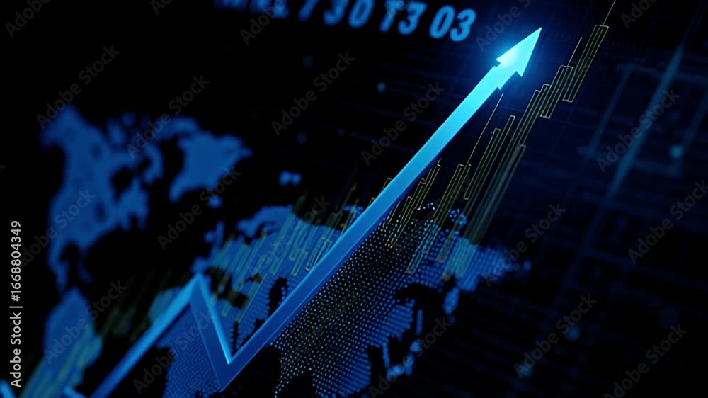 Stock footage data visualization world map AI generated video digital ...