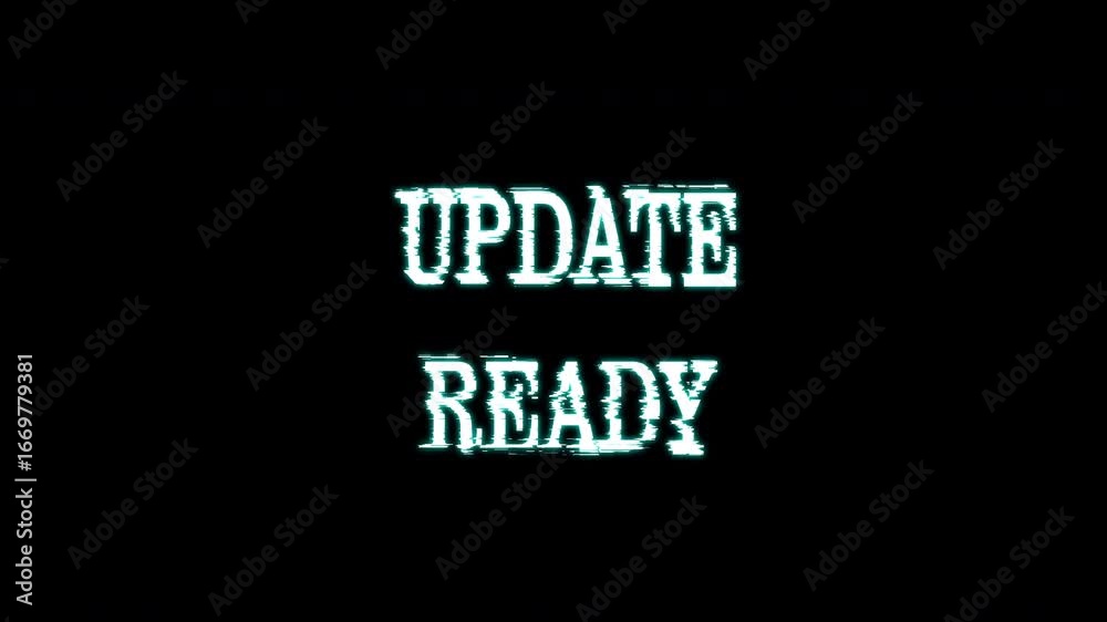UPDATE READY motion text animation with glitch pixel effect and color ...