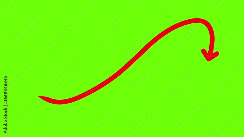 6 Red Arrow Green Screen Animation Pack | Up Down Curve Trend Arrows ...