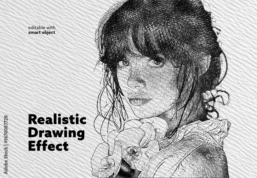 Realistic Drawing Photo Effect Stock Template | Adobe Stock