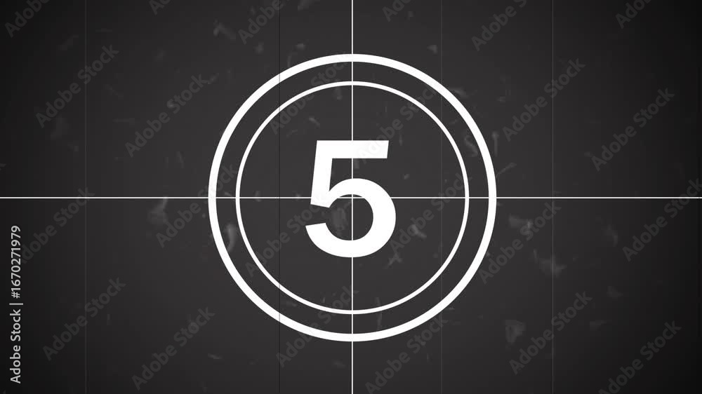 10 seconds vintage film countdown animation. Realistic vintage old ...