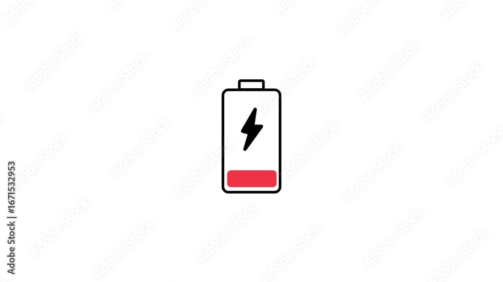 Mobile phone battery low warning blink animation transparent background ...